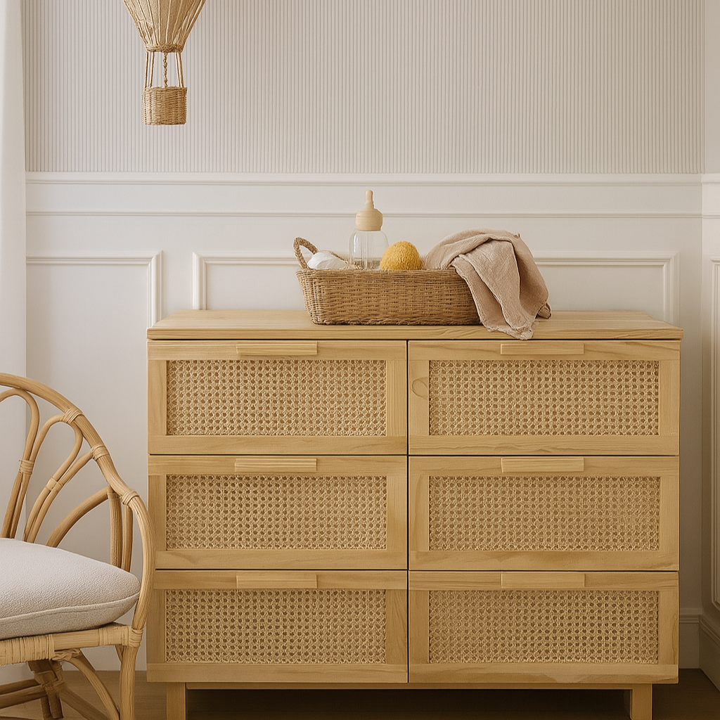 Cómoda de madera para mudar| cómoda de junco – Keiki Tienda